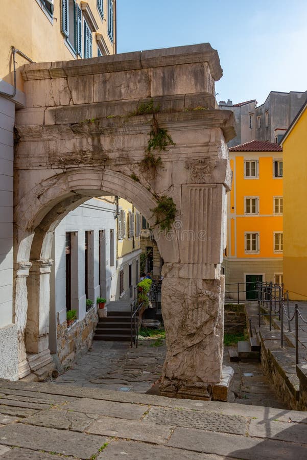Arco Di Riccardo in Italian Town Trieste Stock Photo - Image of city ...