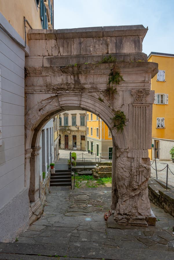 Arco Di Riccardo in Italian Town Trieste Stock Photo - Image of ...