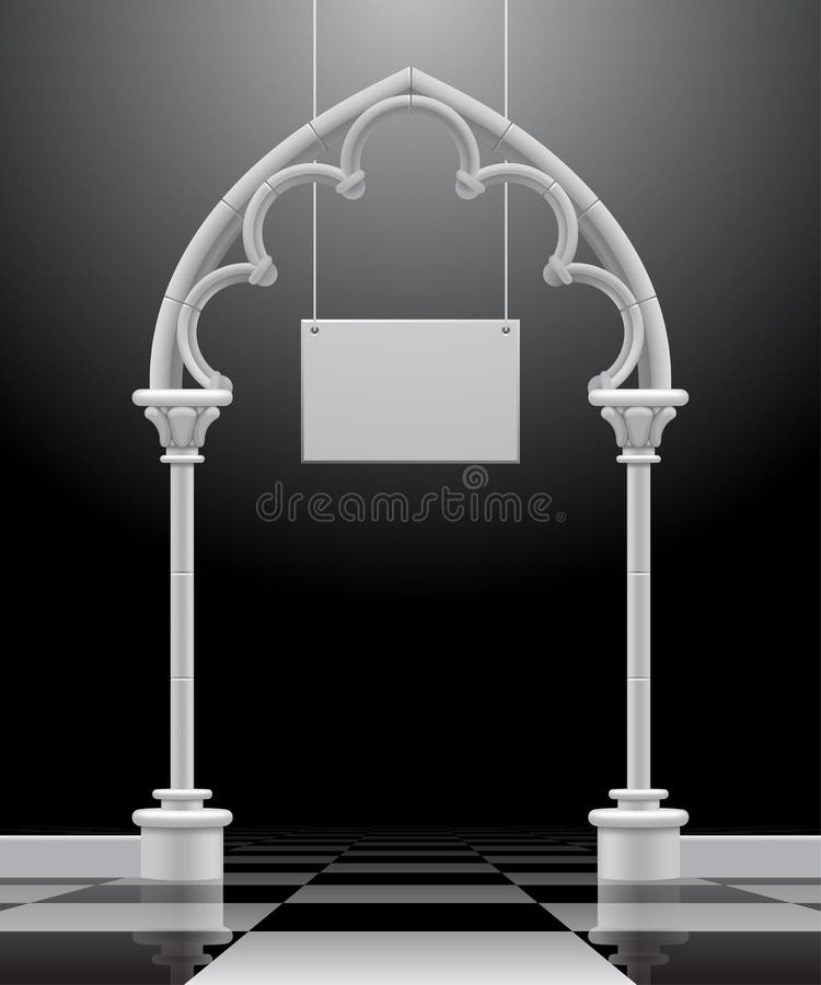 Arco Gótico Con Un Letrero Suspendido Ilustración del Vector ...