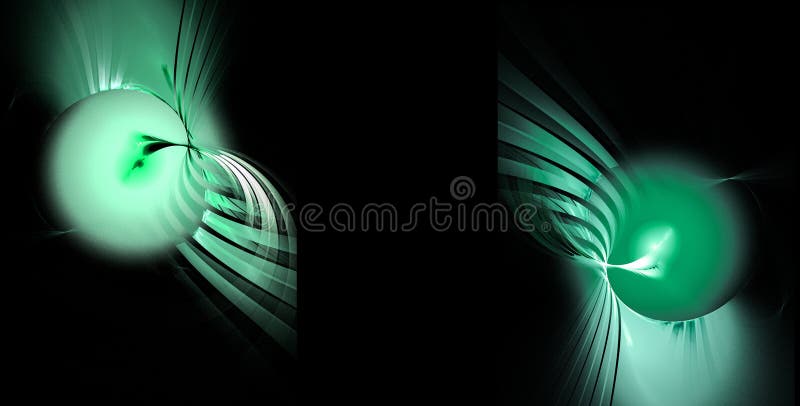 Arcs of Rays Radiate from Glowing Green Circles on a Black Background. Kit. Clear Space for Text ...
