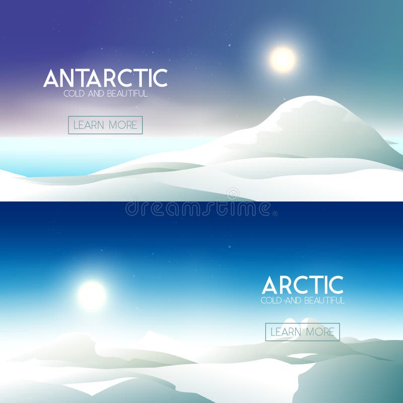Arctic and Antarctica Banners Stock Vector - Illustration of horizontal ...