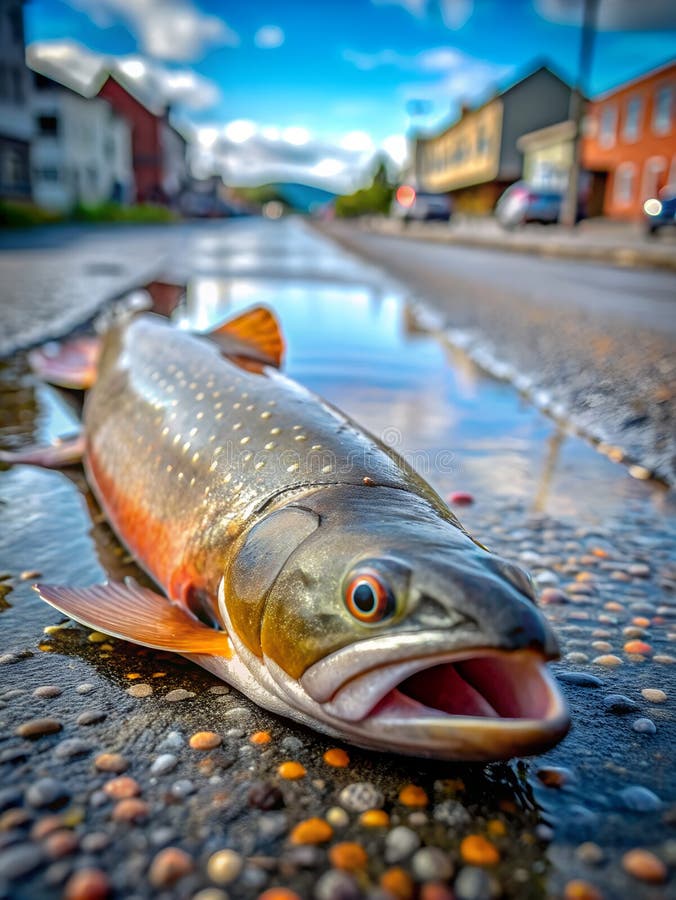 Arctic Char Fish Lies Street Stock Illustration - Illustration of ...