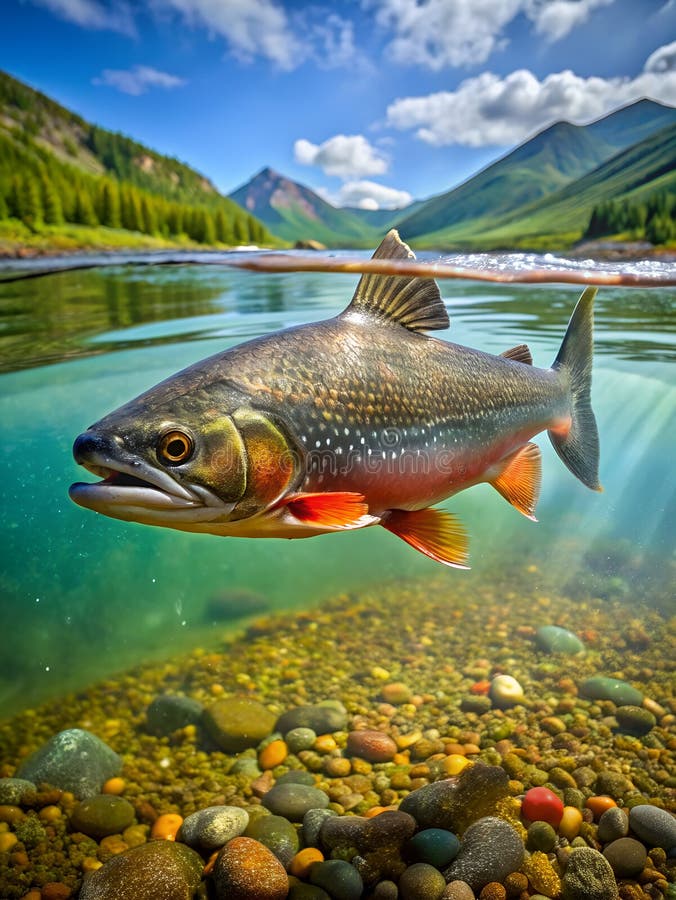 Arctic Char fish stay lake stock illustration. Illustration of cute ...