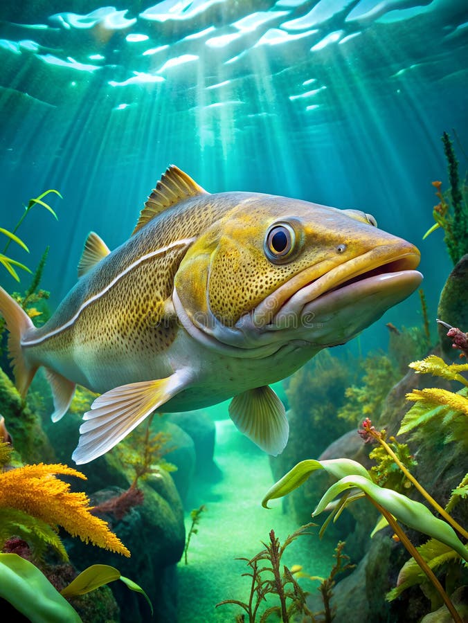 Arctic Cod Fish Goes Jungle Stock Illustration - Illustration of vector ...