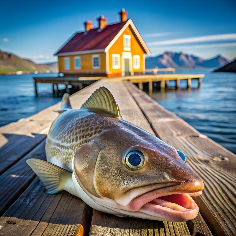 Arctic Cod Fish Walks House Stock Illustration - Illustration of vector ...