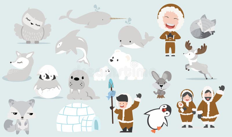 Arctic Collection Set Cartoon Vector Stock Vector - Illustration of ...