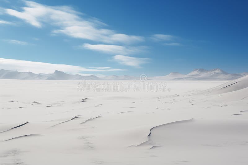Arctic Desert Landscape, Cold Snowy Plain Sitn Mountains on the Horizon ...