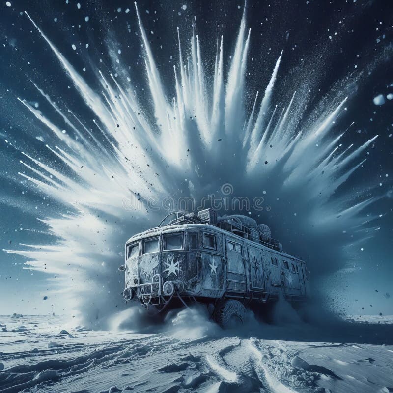 Arctic Expedition Chalk Piece Exploding into a Snowy S Stock Photo ...