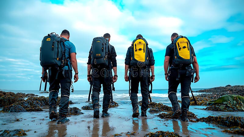 Arctic Expedition with Tech Enthusiasts in Action Stock Illustration ...