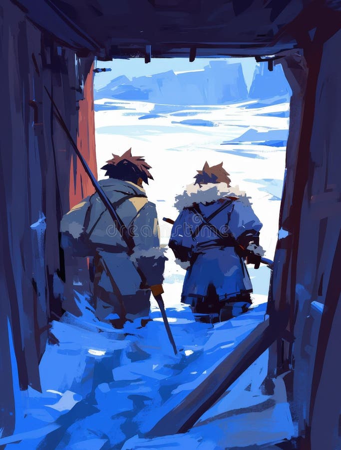 Arctic Explorers Journey stock illustration. Illustration of survival ...