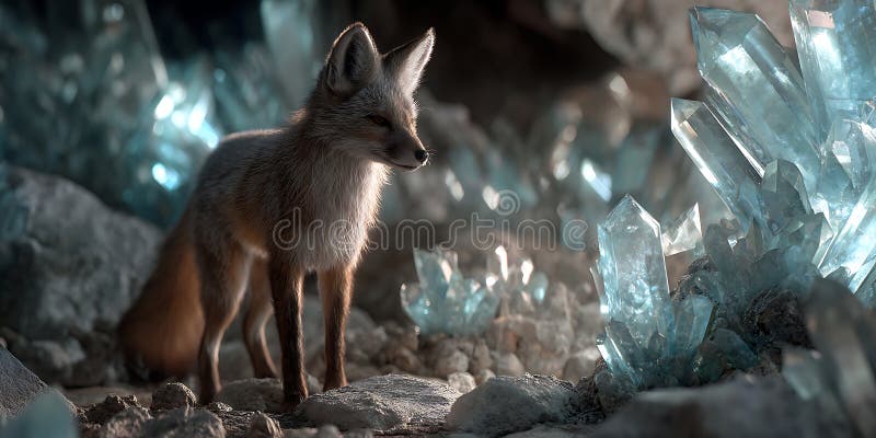 Arctic Fox in Ice Cave Stunning Wildlife Photo Stock Illustration ...