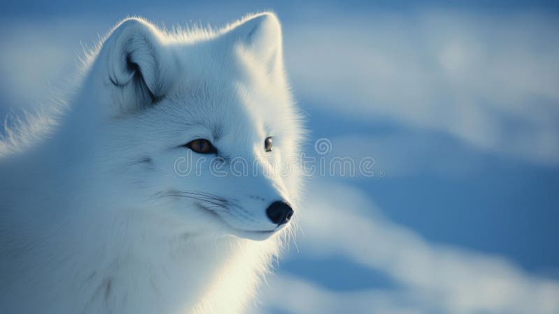 Arctic Fox Portrait in Snowy Landscape Stock Illustration ...