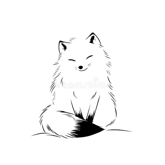 Arctic Fox. Arctic Fox Simple Black and White Line Art Vector Logo ...