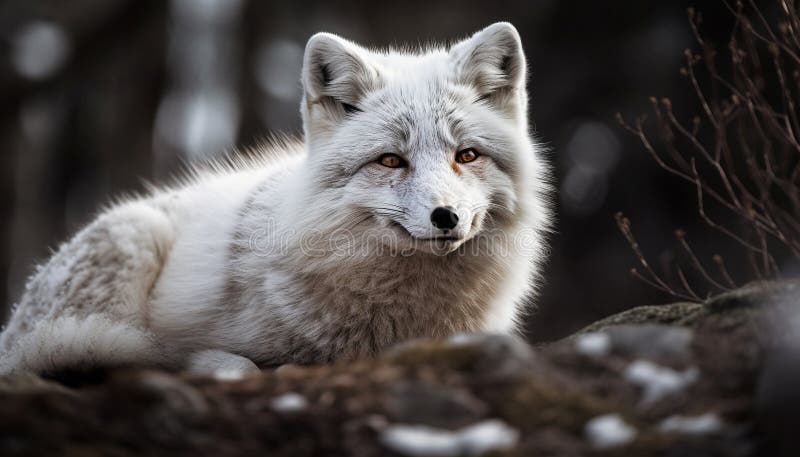 Arctic Fox Sitting, Alert, Looking at Camera Generated by AI Stock ...