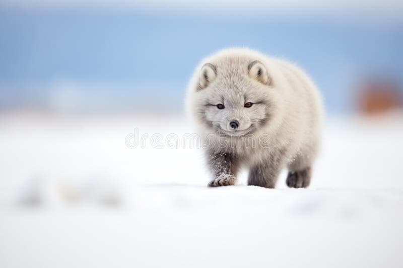Arctic Fox in Snow, Fur Blending with Icy Landscape Stock Illustration ...