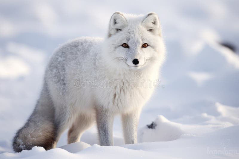 Arctic Fox in Snow Habitat, Winter Landscape. Generative AI Stock ...