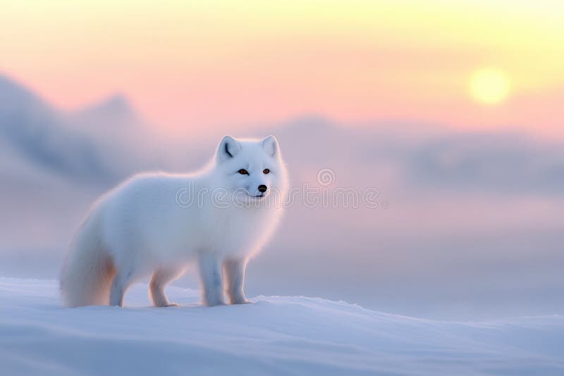 Arctic Fox in the Snowy Beautiful Winter Landscape Stock Illustration ...