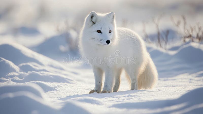Arctic Fox in Snowy Landscape Stock Illustration - Illustration of ...