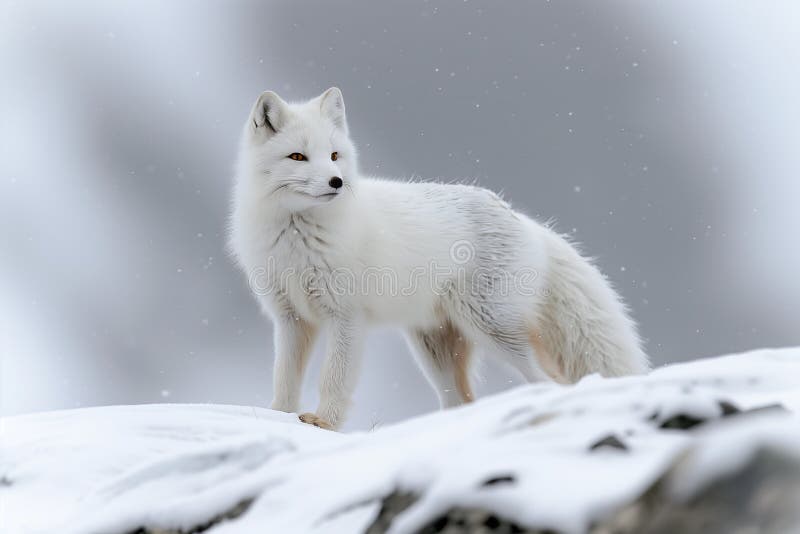 Arctic Fox in Snowy Landscape.Generative Ai Stock Illustration ...