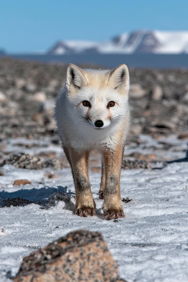 Arctic Fox Standing in a Snowy Landscape. Stock Illustration ...