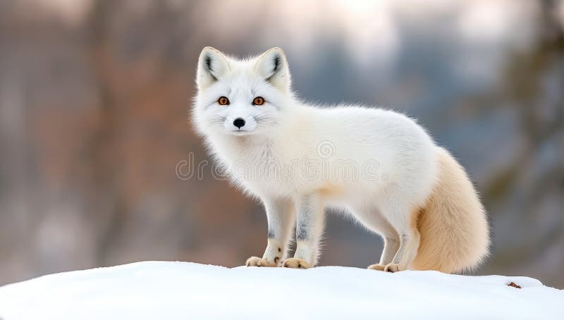 Arctic Fox, Vulpes Lagopus, Standing in the Snow Stock Illustration ...