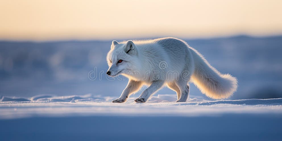 Arctic Fox Walks on Antarctic Snow Stock Image - Image of frigid ...
