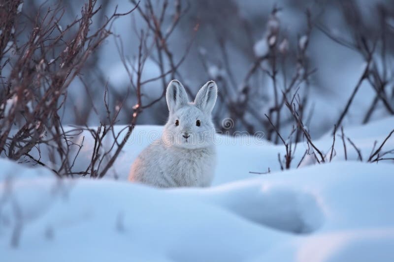 Arctic Hare Camouflaged in Snow during Night Stock Illustration ...