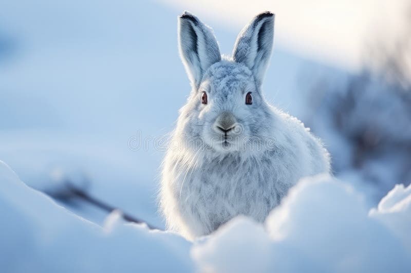 Arctic Hare in Snow Snowy Lagomorph Stock Illustration - Illustration ...