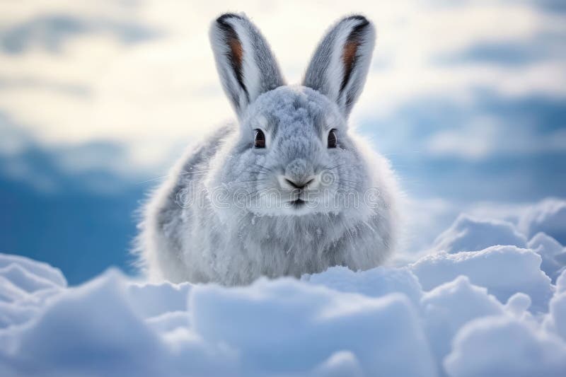 Arctic Hare in Snow Snowy Lagomorph Stock Illustration - Illustration ...
