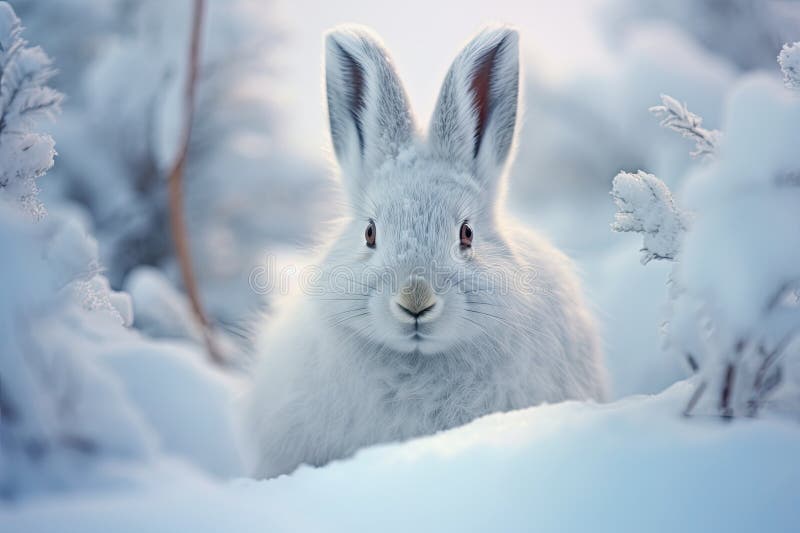 Arctic Hare in Snow Snowy Lagomorph Stock Illustration - Illustration ...