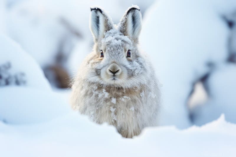Arctic Hare in Snow Snowy Lagomorph Stock Illustration - Illustration ...