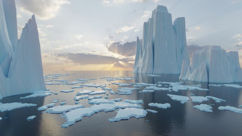 Arctic Ice. Beautiful Landscape with Ice Huge Blocks in the Water ...
