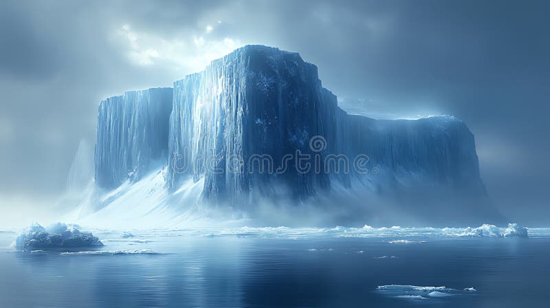Arctic Iceberg Cliff, Snow, Ocean, Dramatic Sky, Fantasy Art Stock ...