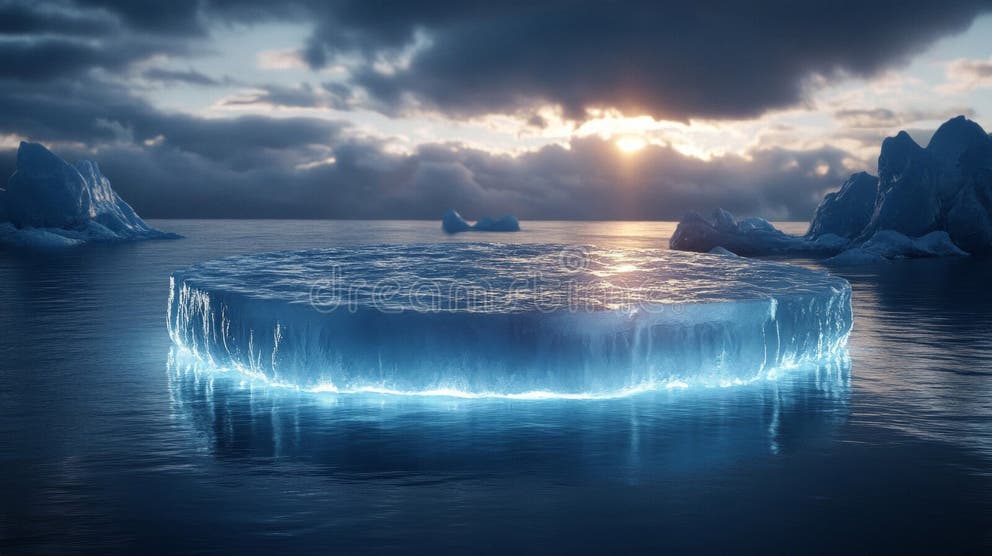 Arctic Iceberg Glow at Sunset Stock Illustration - Illustration of ...