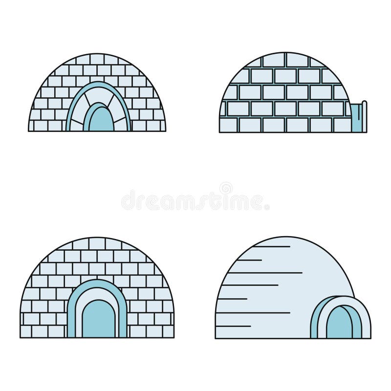 Arctic Igloo Icon Set Vector Color Stock Vector - Illustration of inuit, pole: 295912095