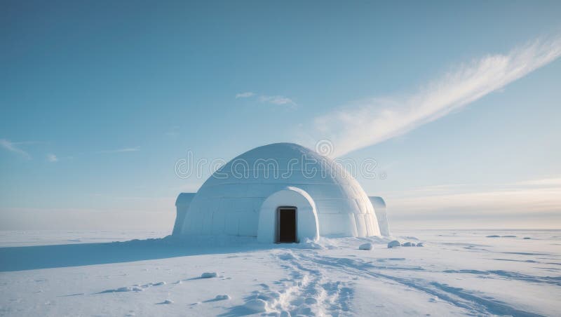 Arctic Igloo in Snowy Landscape Under Blue Sky Stock Photo - Image of ...