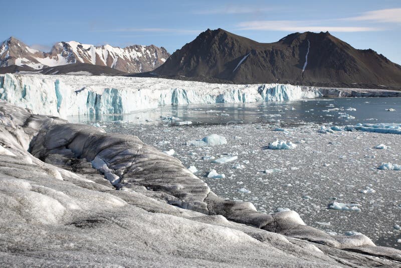 Arctic Landscape - Glacier and Mountains Stock Photo - Image of ...