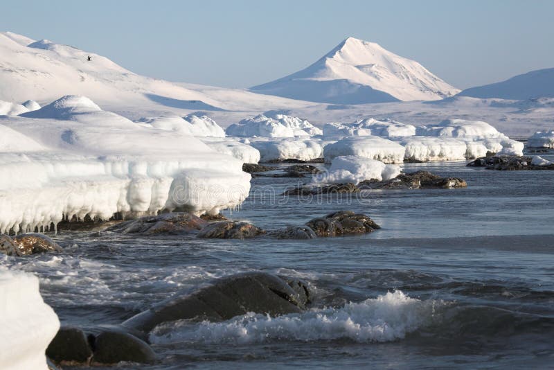 Arctic Landscape, Glaciers and Mountains Stock Photo - Image of snow ...