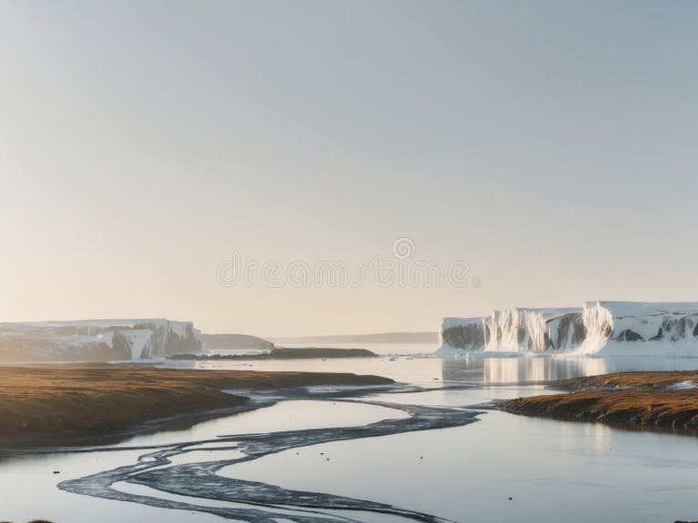 Arctic Landscape with Ice Formation and Reflection, Cold Environment ...