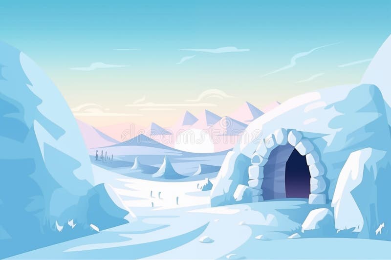 Arctic Landscape with Ice Igloo .Housing for Indigenous North Families ...