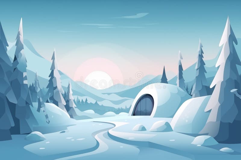 Arctic Landscape with Ice Igloo .Housing for Indigenous North Families ...
