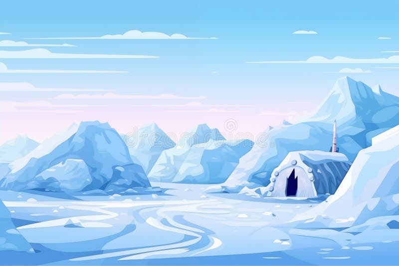 Arctic Landscape with Ice Igloo .Housing for Indigenous North Families ...