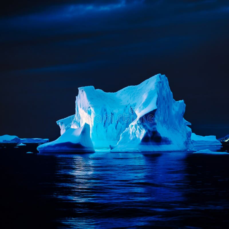 Arctic Landscape Iceberg at Night Greenland, Generative AI Stock ...