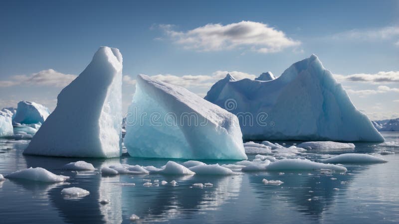 Arctic Landscape with Icebergs and Blue Sky. Stock Photo - Image of ...