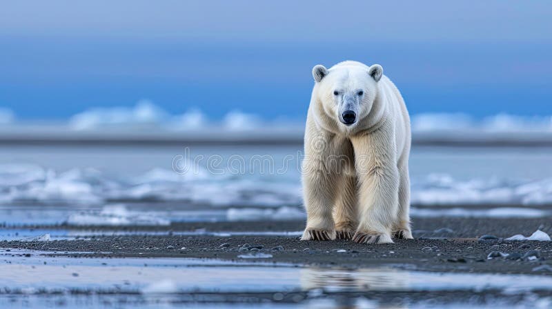The Arctic Landscape through a Lifelike Image Featuring a White Bear in ...