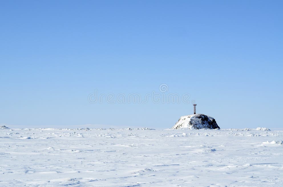 Arctic Landscape with Lighthouse Stock Image - Image of view, covered ...