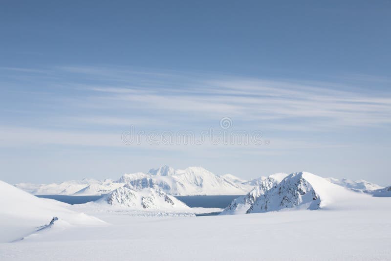 Arctic Landscape - Snowy Mountains Stock Image - Image of global ...