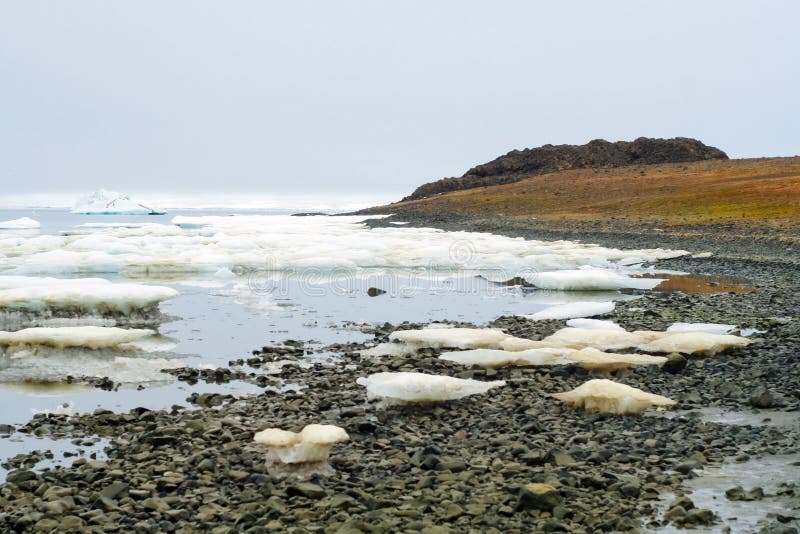 Arctic Landscape, Arctic Tundra And Ice Of Arctic Ocean Stock Image ...