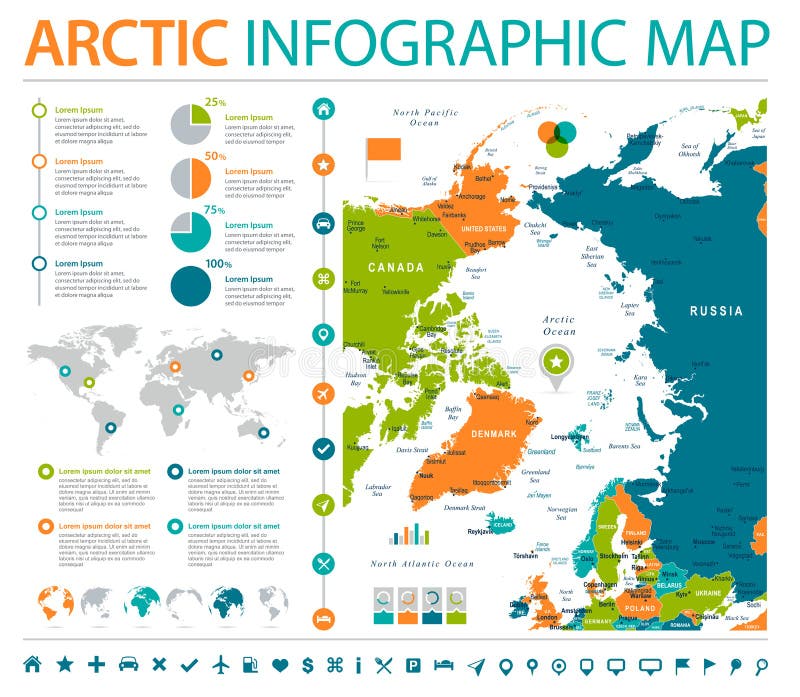 Arctic Map - Info Graphic Vector Illustration Stock Illustration ...