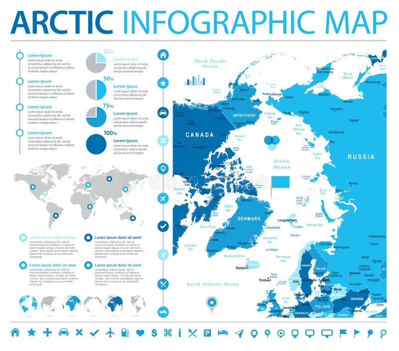 Arctic Map - Info Graphic Vector Illustration Stock Illustration ...